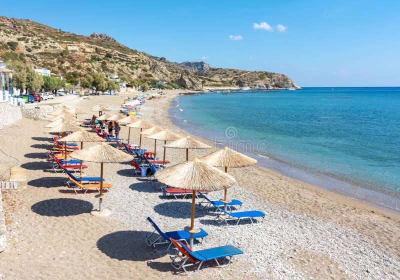 Stegna Beach on Rhodes Island, Greece Stock Photo - Image of resort ...