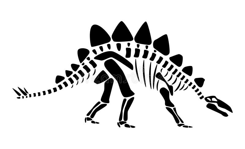 Stegosaurus Skeleton . Silhouette Dinosaurs . Side View Stock Vector ...