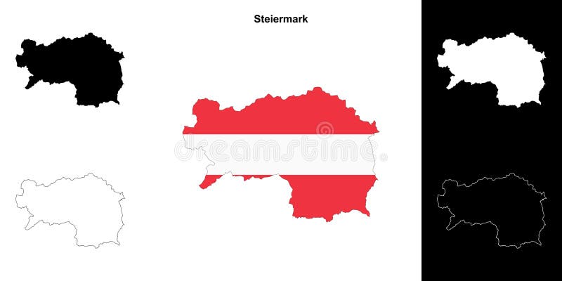 Steiermark outline map stock vector. Illustration of tourism - 323659581