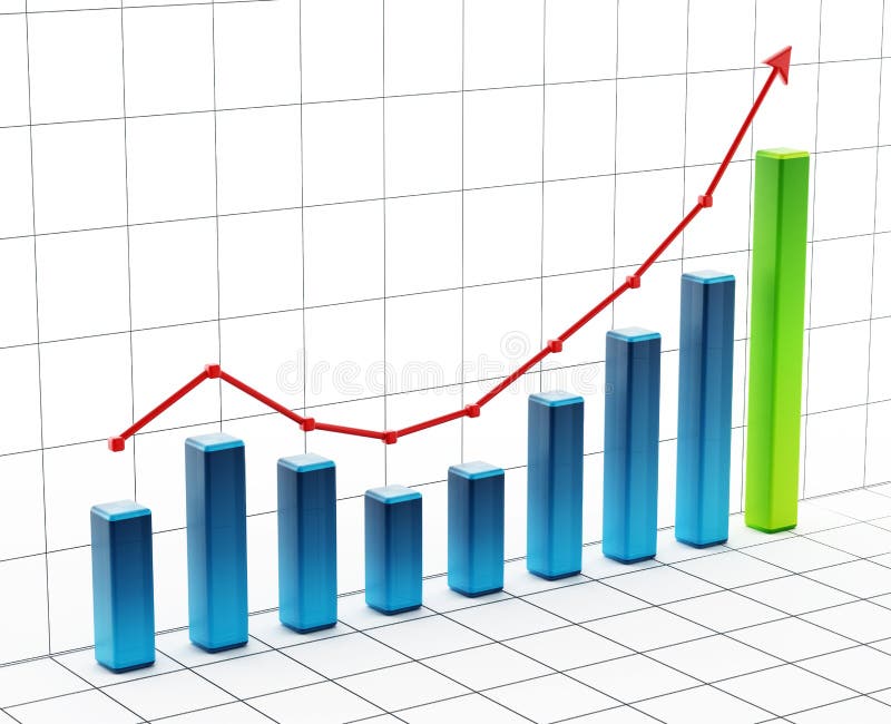 Steigendes Balkendiagramm Auf Gitter Abbildung 3D Stock Abbildung ...