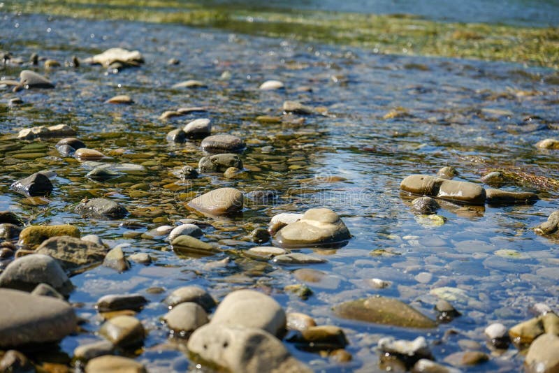 Steine Im Fluss Mit Klarem Wasser Stockfoto - Bild von frisch ...