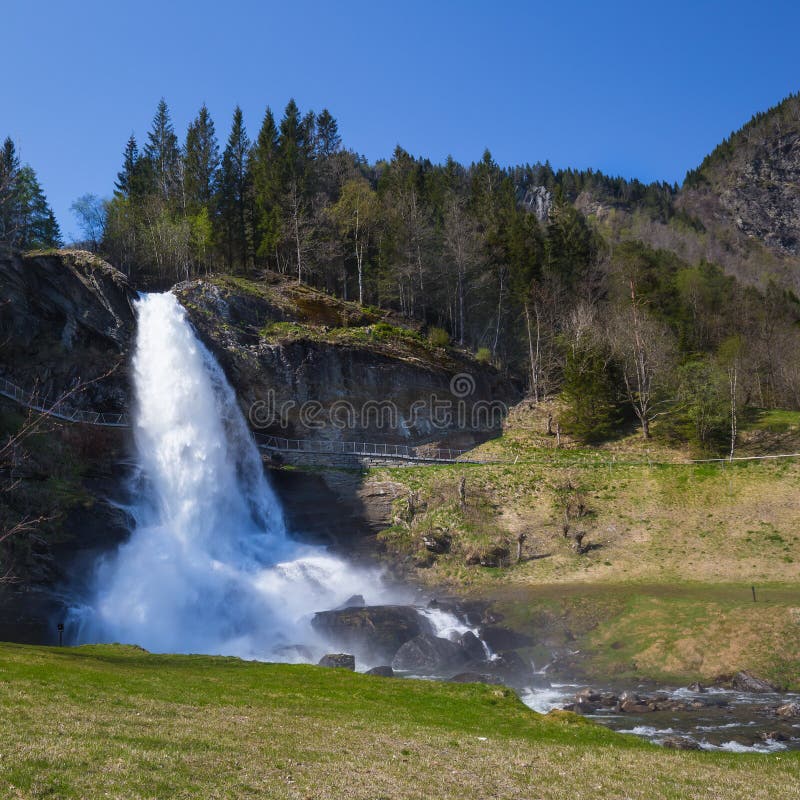 Steinsdalsfossen Waterfall, Norway Stock Photo - Image of hardanger ...