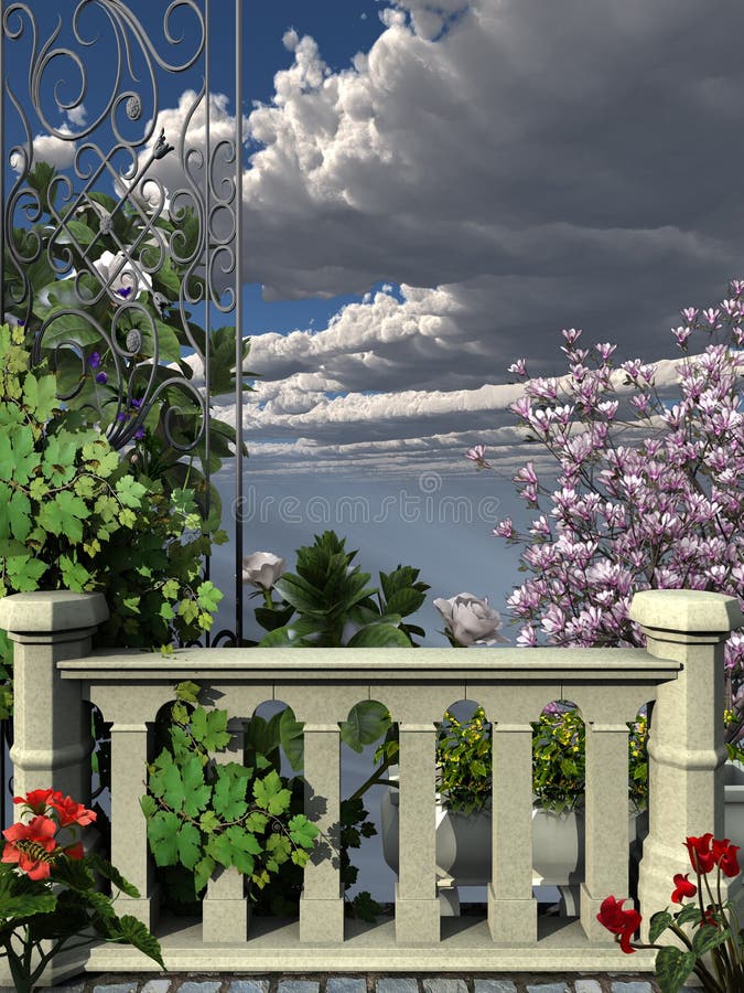 Steinzaun Mit Reben Stock Abbildung Illustration Von Blume 43298330