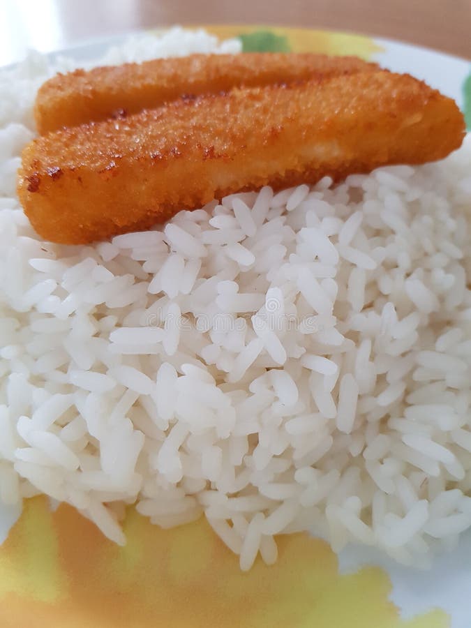 Stekt fisk med ris arkivfoto. Bild av - 37412294