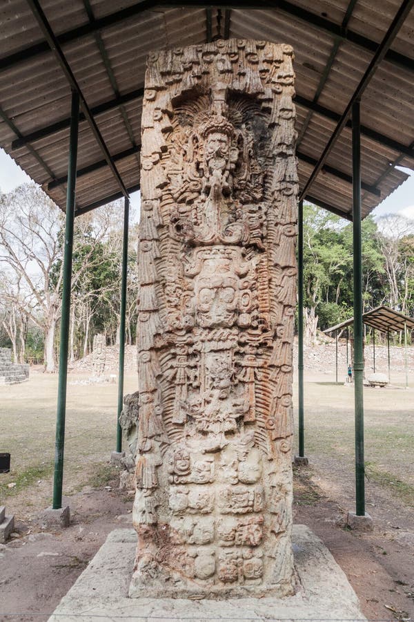 Stela at the Archaeological Site Copan, Hondur Stock Image - Image of ...