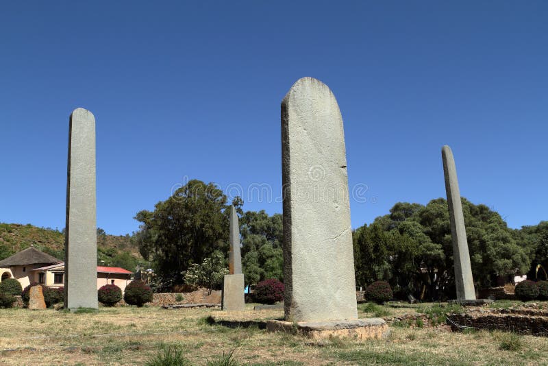 Stele of Aksum in Ethiopia stock photo. Image of obelisk - 84109300