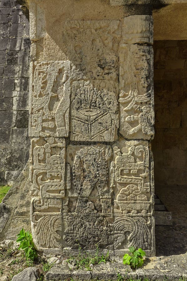 Stele with Mayan Inscriptions in Chichen Itza Stock Image - Image of ...