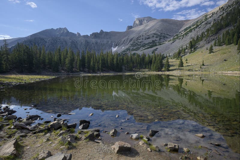 Stella Lake and Wheeler Peak Stock Image - Image of landscape, lake ...