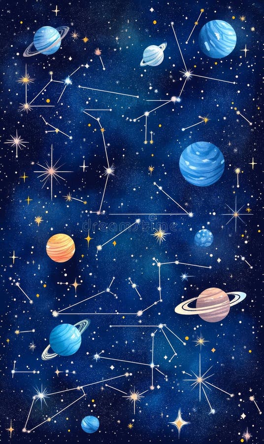 A Stellar Compass Showcasing Constellations on a Blue Field Stock Image ...