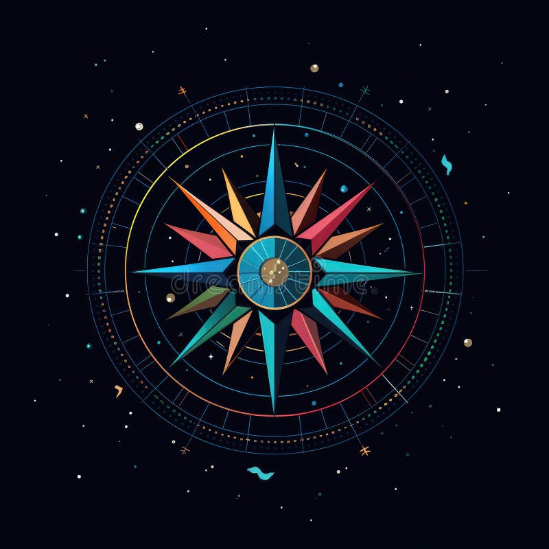 Stellar Guide a Compass Icon Resembling a Starry Sky with Each Cardinal ...
