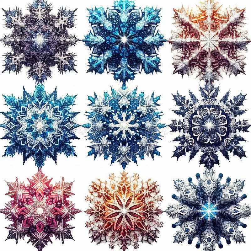 Stellar Split Plate Plate Snowflakes with Split or Branched St Stock ...