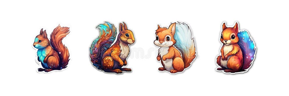 Stellar Squirrel Sticker Set. Vector Illustration Design Stock ...