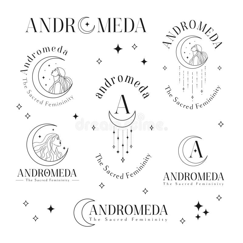 Stellar Star Logo Andromeda Moon Concept. Black Option. Stock Vector ...