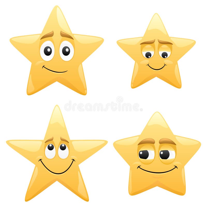 Personaggio Di Cartone Animato a Forma Di Stella Marina Gialla Con Vari ...