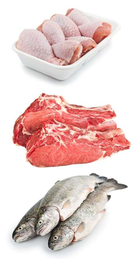 Fleisch, Fische Und Essbare Meerestiere Stockfoto - Bild von huhn ...