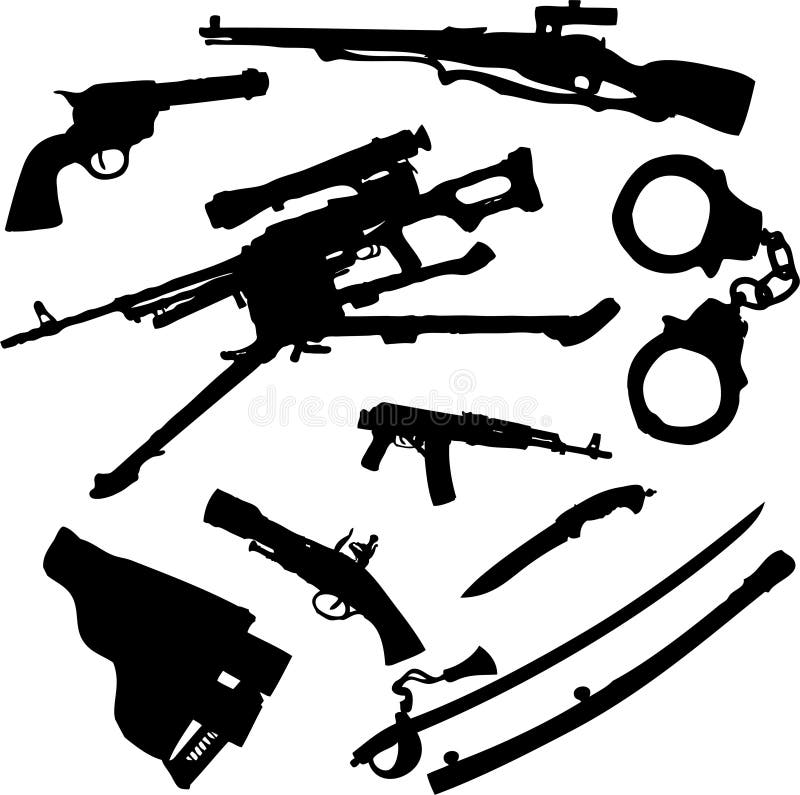 Stellen Sie Ikonen - 91C Ein. Waffe Vektor Abbildung - Illustration von ...