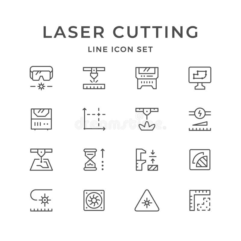 Setze Linien-Icons Für Laserschneiden Vektor Abbildung - Illustration ...