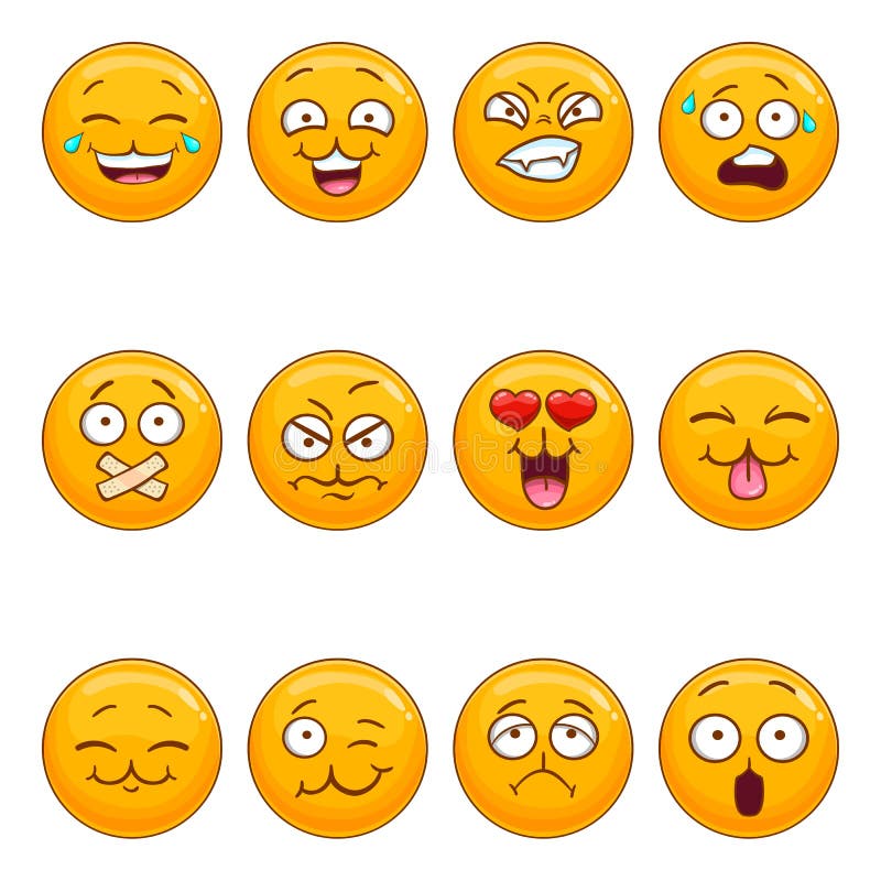 Stellen Sie Mit Karikatursmileygesicht Ein Vektor Abbildung ...