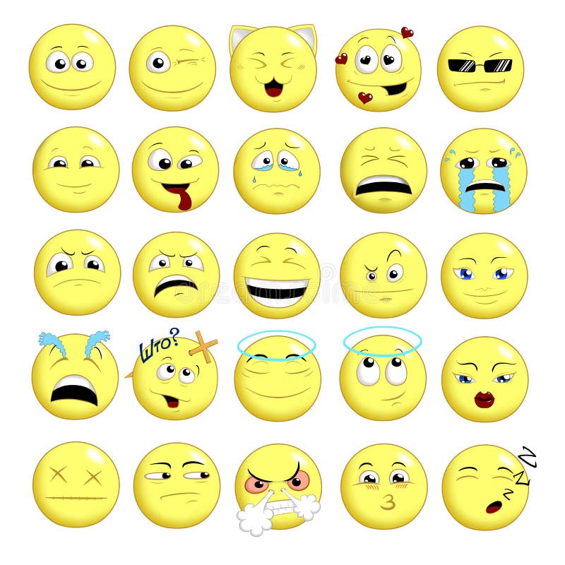 Stellen Sie Smiley Emoticon Ein Stock Abbildung - Illustration von ...