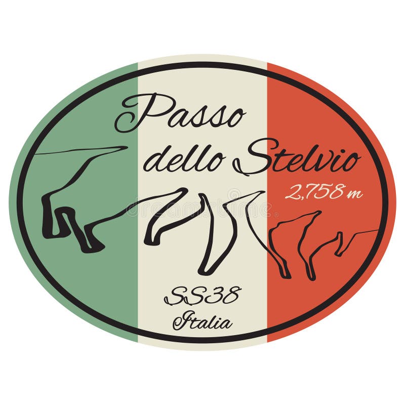 Stelvio Pass, Italy, Sticker Design Stock Vector - Illustration of ...