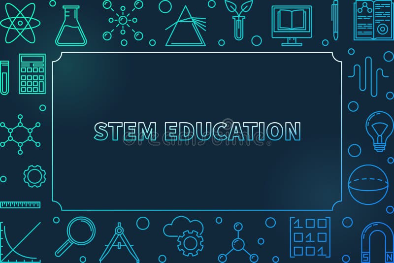 STEM Blue Horizontal Frame. Vector Science Outline Illustration Stock ... STEM Blue Horizontal Frame. Vector Science Outline Illustration Stock ...