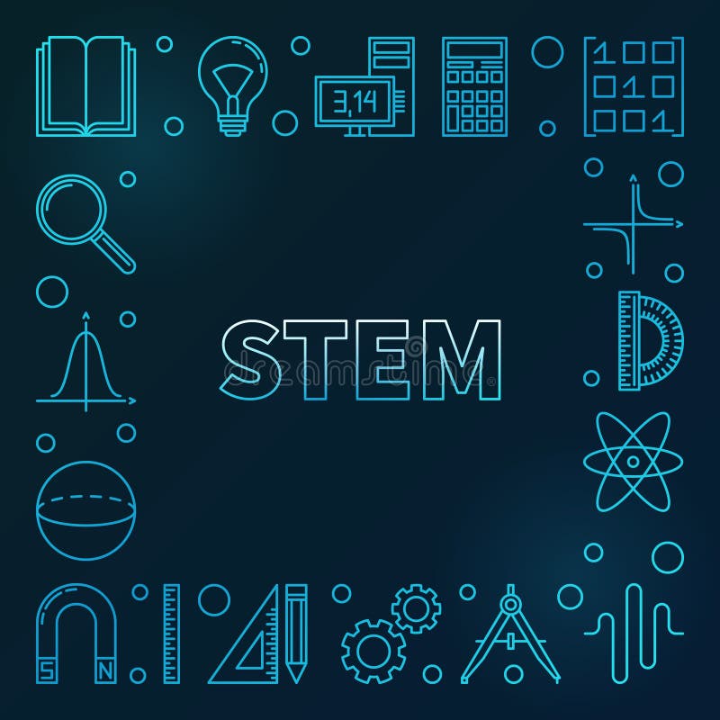 STEM Blue Horizontal Frame. Vector Science Outline Illustration Stock ... STEM Blue Horizontal Frame. Vector Science Outline Illustration Stock ...