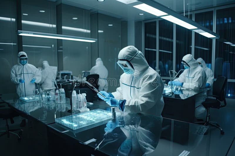 Stem Cell Laboratory, with Scientists Performing Experiments and ...