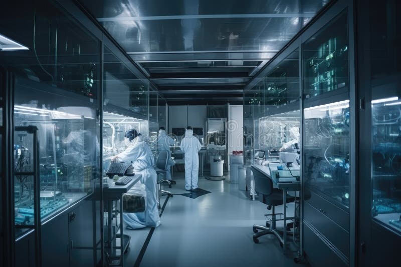 Stem Cell Research Facility, with Scientists Conducting Experiments and ...