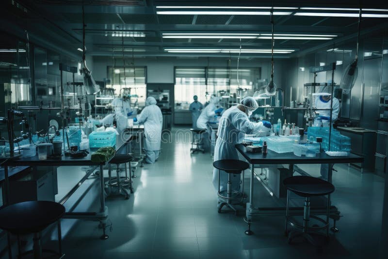 Stem Cell Research Laboratory, with Scientists Performing Experiments ...