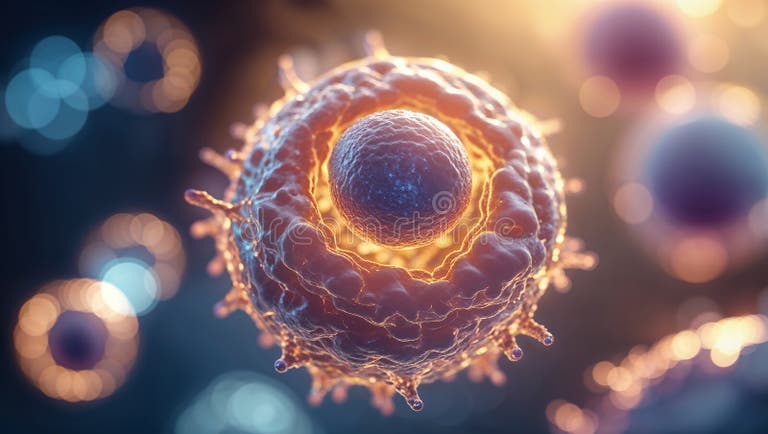 Stem Cell Showing Nucleus and Cell Membrane Floating in Fluid Stock ...