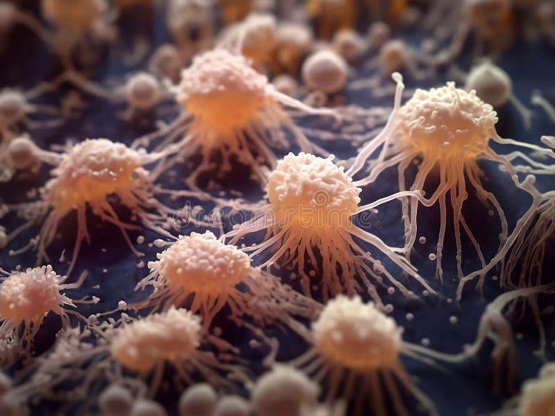 Stem Cells Interacting and Building Up a New Tissue Stock Illustration ...