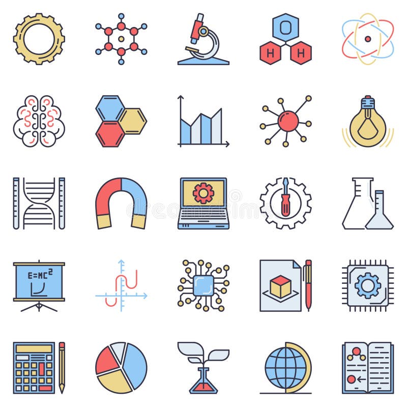 STEM Colored Concept Icons Set - Vector Science Signs Stock Vector ...