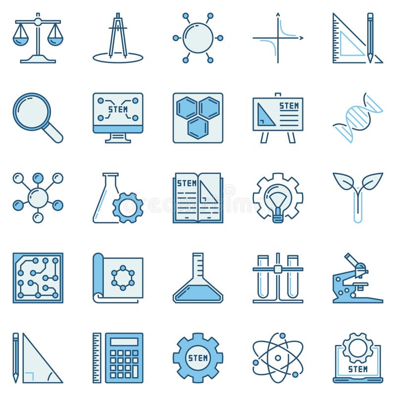 STEM Colored Icons Set - Vector Concept Logo Elements Stock Vector ...