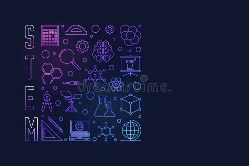 STEM Colored Outline Banner. Vector Concept Illustration Stock Vector ...