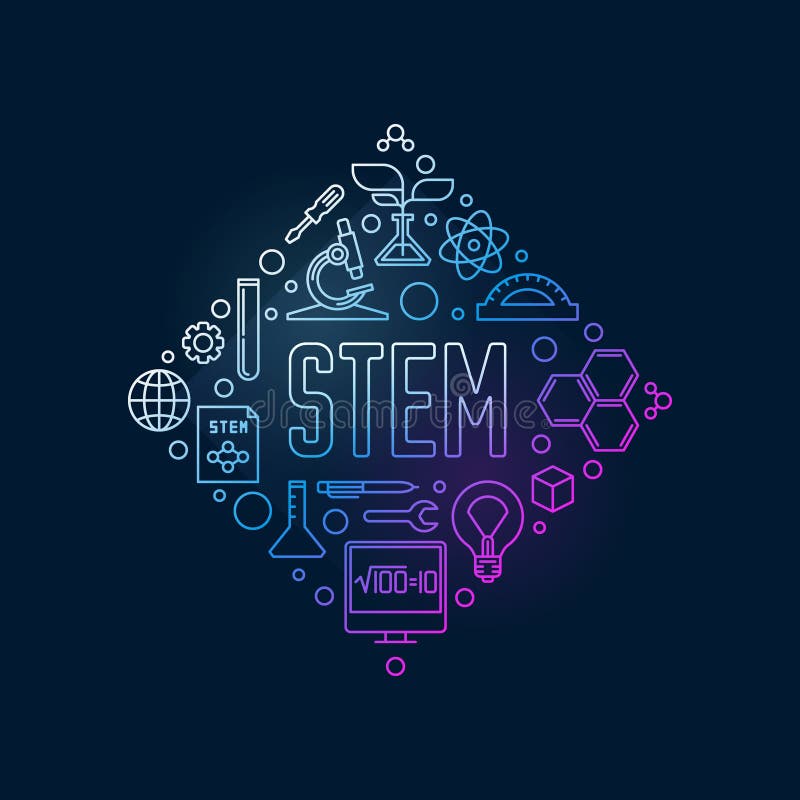 STEM Concept Diamond-Shaped Colored Vector Line Banner Stock Vector ...