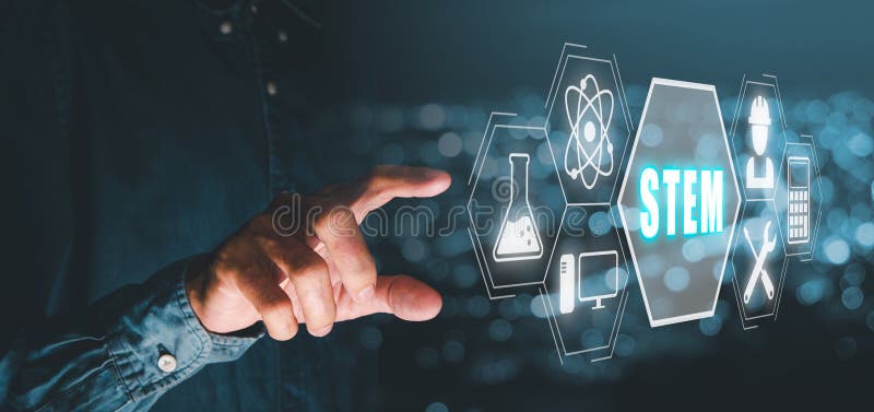 Businessman Hand Touching STEM Icon on Virtual Screen Stock Photo ...