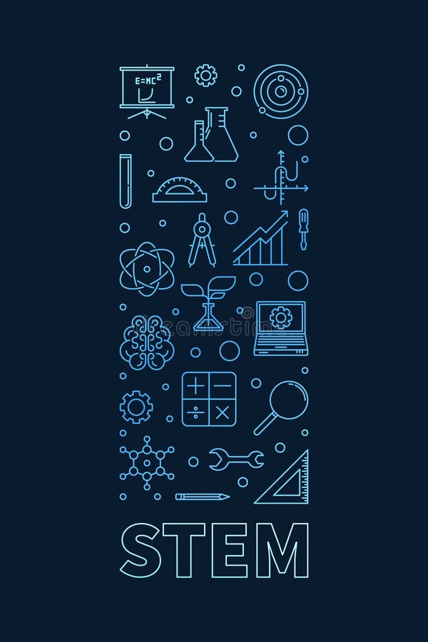 STEM Concept Vertical Minimal Outline Blue Banner - Science, Tech ...