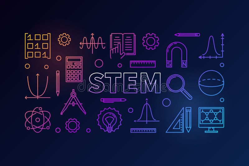 STEM Creative Colored Vector Banner in Outline Style Stock Vector ...