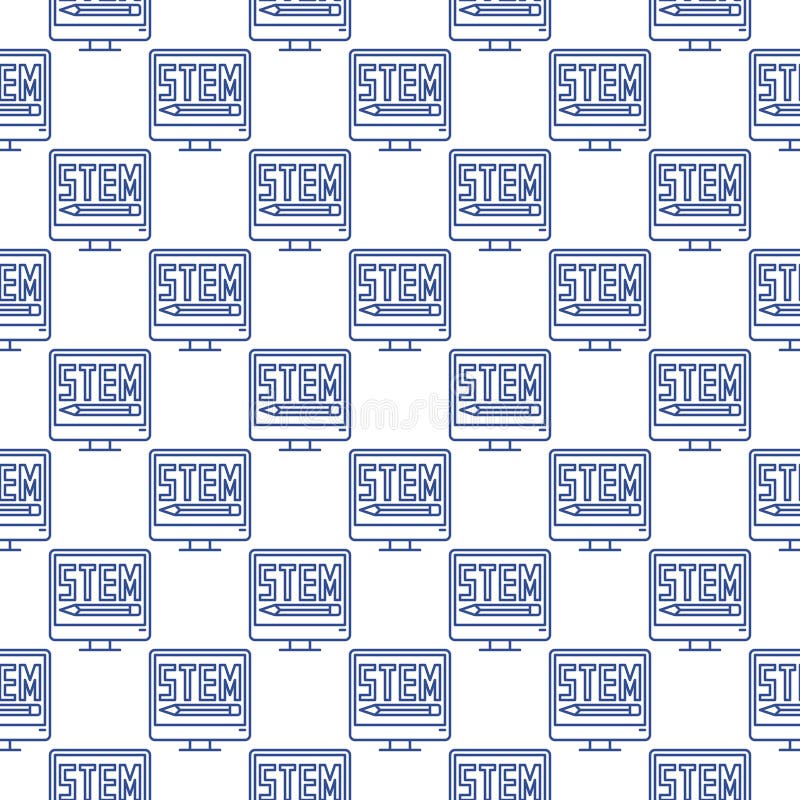 STEM Desktop Computer Vector Monitor Outline Seamless Pattern Stock ...