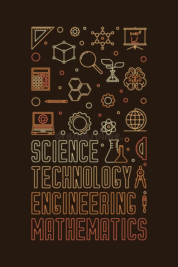 STEM Education Concept Line Vertical Creative Banner - Vector ...