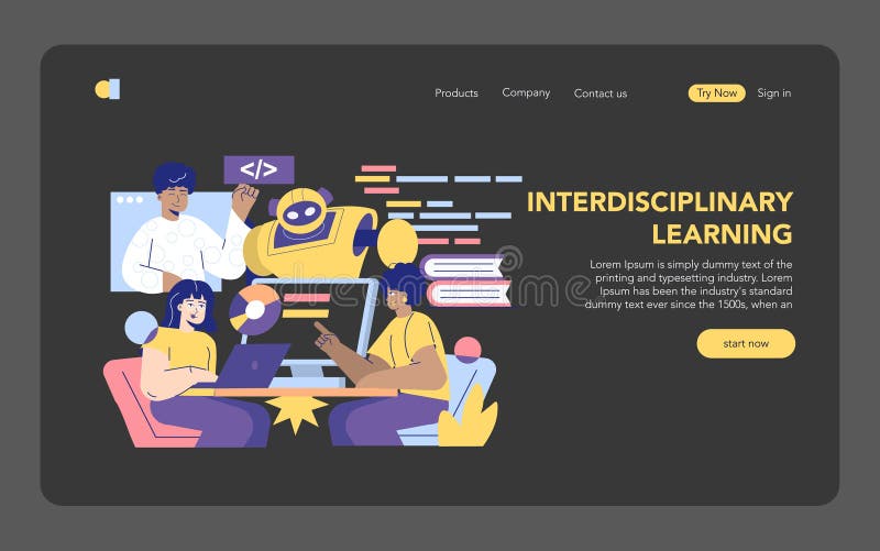 STEM Education. Flat Vector Illustration Stock Vector - Illustration of virtual, collaboration ...