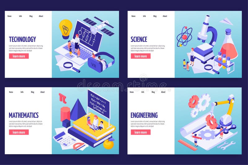 STEM Education Horizontal Banners Stock Vector - Illustration of ...