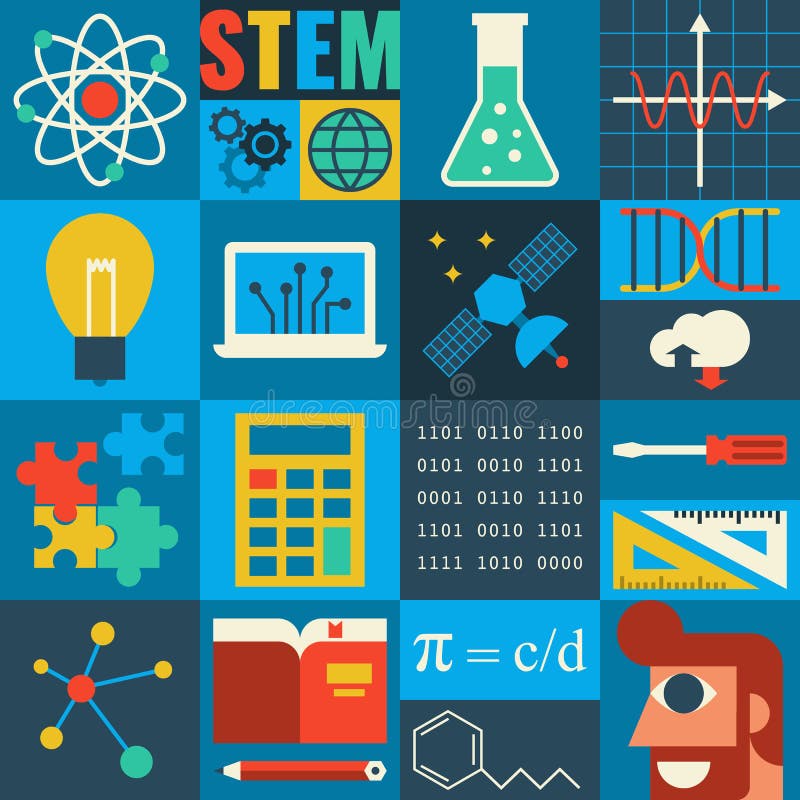 STEM Education Word and Icons Stock Illustration - Illustration of ...