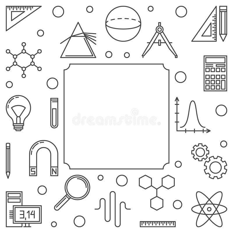 STEM Education Simple Square Frame. Vector Outline Illustration Stock ...