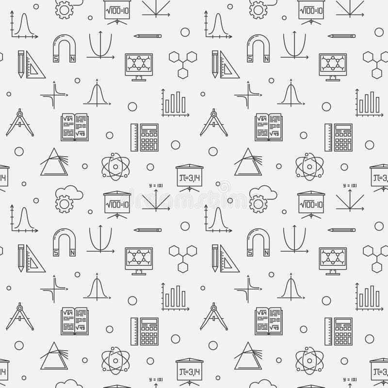 STEM Education Vector Minimal Outline Seamless Pattern Stock Vector ...