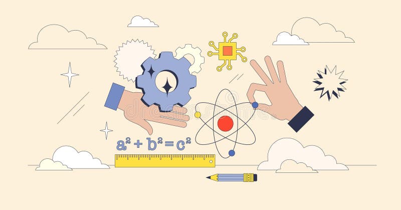 STEM Education Visual with Hands Holding Gear and Atom, Symbolizing ...