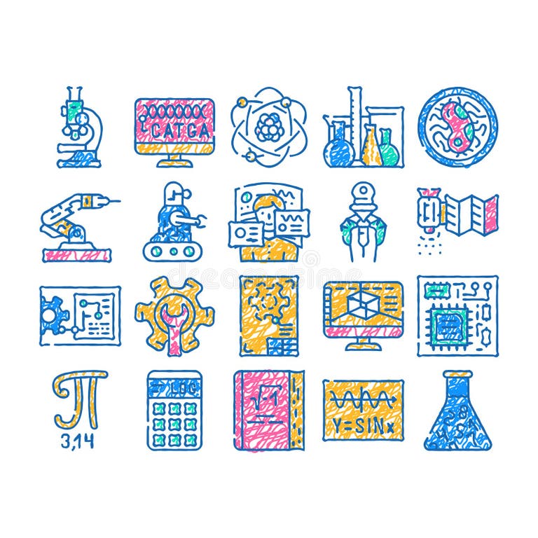 Stem Engineer Process and Science Icon Hand Drawn Stock Illustration ...