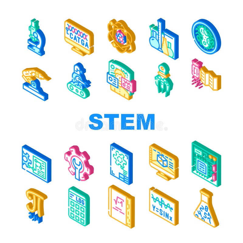 Stem Engineer Process and Science Icons Set Vector Stock Vector ...