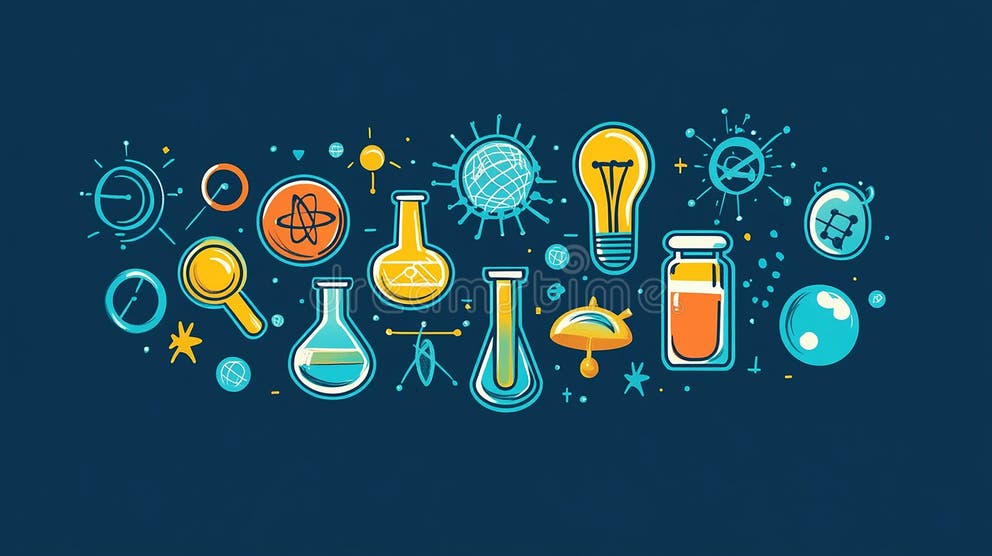 STEM Icons: Science, Technology, Engineering, and Math Symbols Stock ...