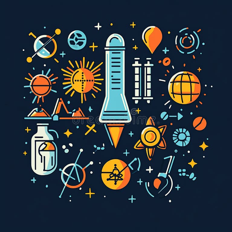 STEM Icons: Science, Technology, Engineering, and Math Symbols Stock ...